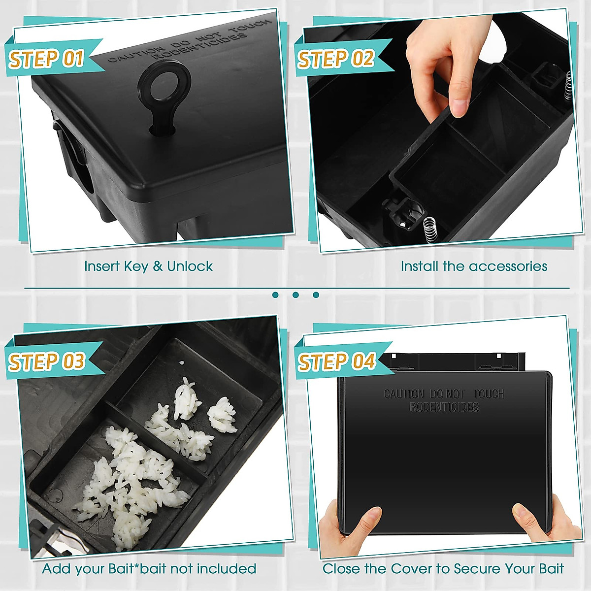 Qualirey 12 Packs Rat Bait Station Outdoor Rodent Rat Traps with Key Rodent Traps Box Mouse Bait Station Eliminating Rats Fast Keeping Pets and Children Safe Indoor Outdoor, Bait Not Included