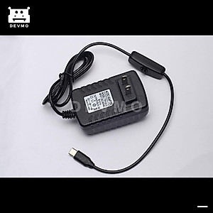 DEVMO Raspberry Pi 4b Power Supply, AC Adapter 5V 3A USB-C Type-C with Switch Button Charger Compatible with Rasberry Pi 4 Generation