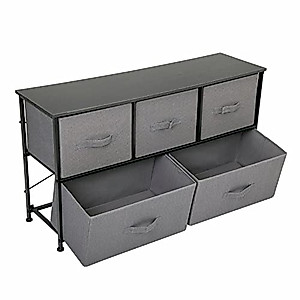 MAXCBD Nightstand Bedside Table Drawer Cabinet Fabric Dresser Storage Tower 5 Drawer Organizer Unit Side Table Dresser Cabinet Storage Cabinet Ample Storage Space Storage Tower Dresser