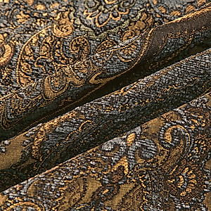 Loom and Mill Luxury Jacquard Sofa Arm Covers 2 PCS, Classic Antique Couch Armrest Cover with Tassels, Non-Slip Furniture Protector for Chair Sofa Recliners Couch Dogs Pets, Bronze Gold, 20x24in