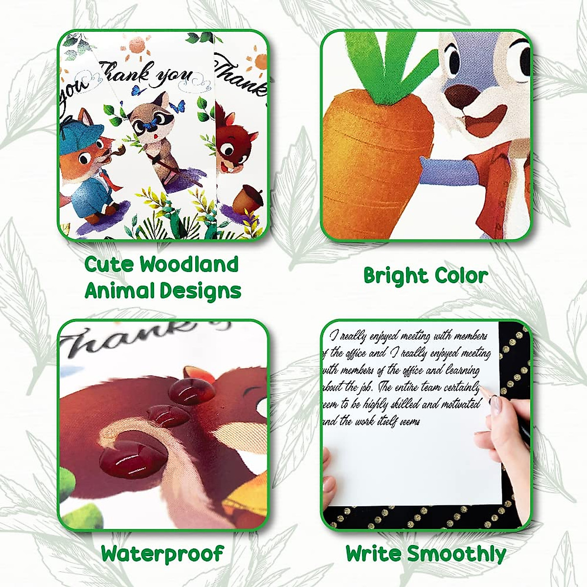 Paper Master Woodland Thank You Cards 30 Pack bulk Thank You Cards for Kids 4” × 6” Forest Animal Thank You Cards with Envelopes & Stickers for Kids Birthday Party, Baby Shower, Christmas and more