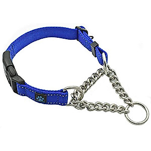 Max and Neo Stainless Steel Chain Martingale Collar - We Donate a Collar to a Dog Rescue for Every Collar Sold (Medium, Blue)
