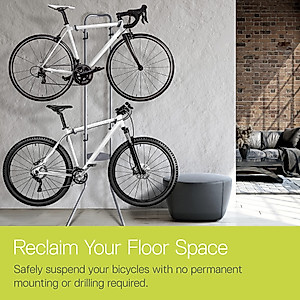 Delta Cycle Michelangelo 2 Bike Storage Rack - Gravity Wall Bike Rack - Fully Adjustable Bike Rack Garage for Road, MTB, and Hybrid Bicycles - Vertical Bike Rack Holds Up to 80 lbs