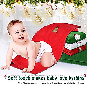 Armyte Christmas Hand Towels, 100% Cotton Bathroom Kitchen Washcloths, Wash Basin Towels 12 x 18, Christmas Holiday, Dish Towels for Drying, Cleaning, Cooking & Baking (3 Set: Red, White, Green)