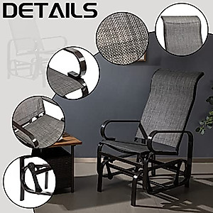 AbocoFur Outdoor Fabric Glider Chair with Sturdy Steel Frame, Field Patio Sling Rocker Chair, Comfortable Rocking Lounge Chair for Garden, Backyard, Porch, Grey