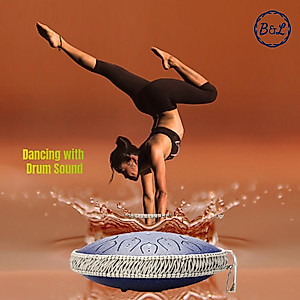 BURNING&LIN Steel Tongue Drum Tongue Drum 15 Notes 14 Inches Handpan Drum Percussion for Meditation Yoga Musical Education for Adult& Kids(Lotus Purple)