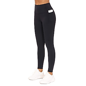 THE GYM PEOPLE Tummy Control Workout Leggings with Pockets High Waist Athletic Yoga Pants for Women Running, Fitness (Black-1, Medium)