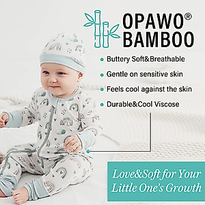 OPAWO Viscose from Bamboo Onsies for Baby Girls' One-Piece Rompers with 2 Way Zipper Mittens Cuff Infant Footless Sleep 'N Play6-12 Month