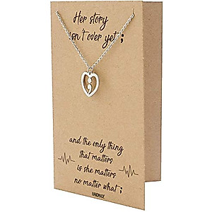 Quan Jewelry Continue Semicolon Heart Necklace, Mental Health Awareness, Encouragement Gifts for Women