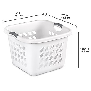 BoVano 1.5 Bushel Square Laundry Basket Plastic, White, Set of 4