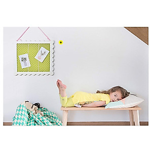 Toddler Room Decorative Memo Pad Polk Dots Fabric Memory/Memo Photo Bulletin Board for Nursery Room Kids Room Decor 17.7 x 15.7 Inches (Green)