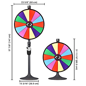 WinSpin 24 Inch Heavy Duty Prize Wheel Dual Use Adjustable Tabletop and Floor Stand Fortune Wheel with Dry Erase Marker & Eraser 14 Slots Spinning Wheel for Carnival Spinner Game and Tradeshow