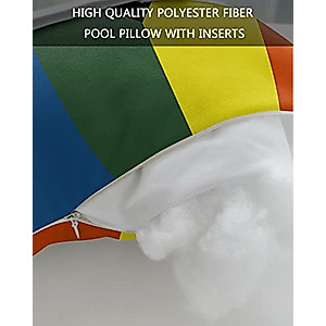 Recliner Head Pillow Ledge Loungers Chair Pillows with Insert Rainbow Stripes Color Texture Lumbar Pillow with Adjustable Strap Outdoor Waterproof Patio Pillows for Beach Pool Chair, 2 PCS