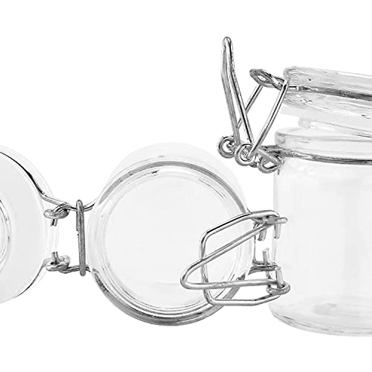 Cornucopia 1.6-Ounce Herb Storage Mini Herb Jars w/Clamp Style Rubber Gasket Seal (12-Pack); 50ml Airtight Odor-Proof Vials w/Hermes Clamp Top Hinge