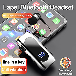 Bluetooth Headset,30Hrs HD Talktime Bluetooth Earpiece,Digital Display Battery lavalier Wireless Earphones,Hands Free Noise Reduction Retractable,Wireless Earbuds(Silver, 90 Days Free Replacement).