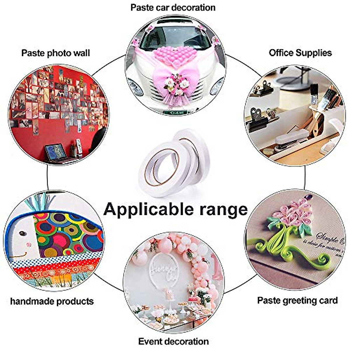 BYUEE 3 Rolls 0.4" x 30 Yards Double Sided Adhesive Sticky Tape for Crafts, Scrapbooking, Photography, Scrapbook Paper, Rubber Stamps, Card Making, Gift Wrapping, DIY, Arts, Office & Home Supplies