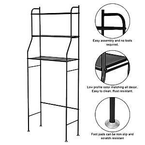 Volowoo 3-Tier Toilet Bathroom Rack,Toilet Storage Rack, Over-The-Toilet Bathroom Spacesaver - Steel and Easy to Assemble (Black)