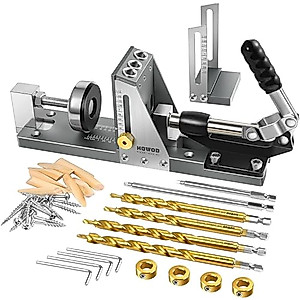 Pocket Hole Jig Kit Aluminum Alloy Pocket Screw Jig Drill Guide Multifunctional Woodworking Dowel Jig Kit Angled Holes Aluminum Alloy Hole Locator Professional Woodworking Equipment