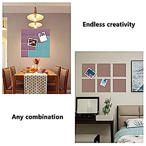 Square Cork Board Wall Sticker x4, Color Message Board Photo Wall, DIY self-Adhesive Background Board Display Board, 30x30cm