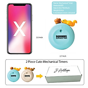 J-Artdope Timer for Kids,Magnetic Kitchen Timer,60-Minute Visual Timer,Cute Mechanical Timers for Classroom,Cooking,Reading,Gym,(Squirrel)-2 Pack