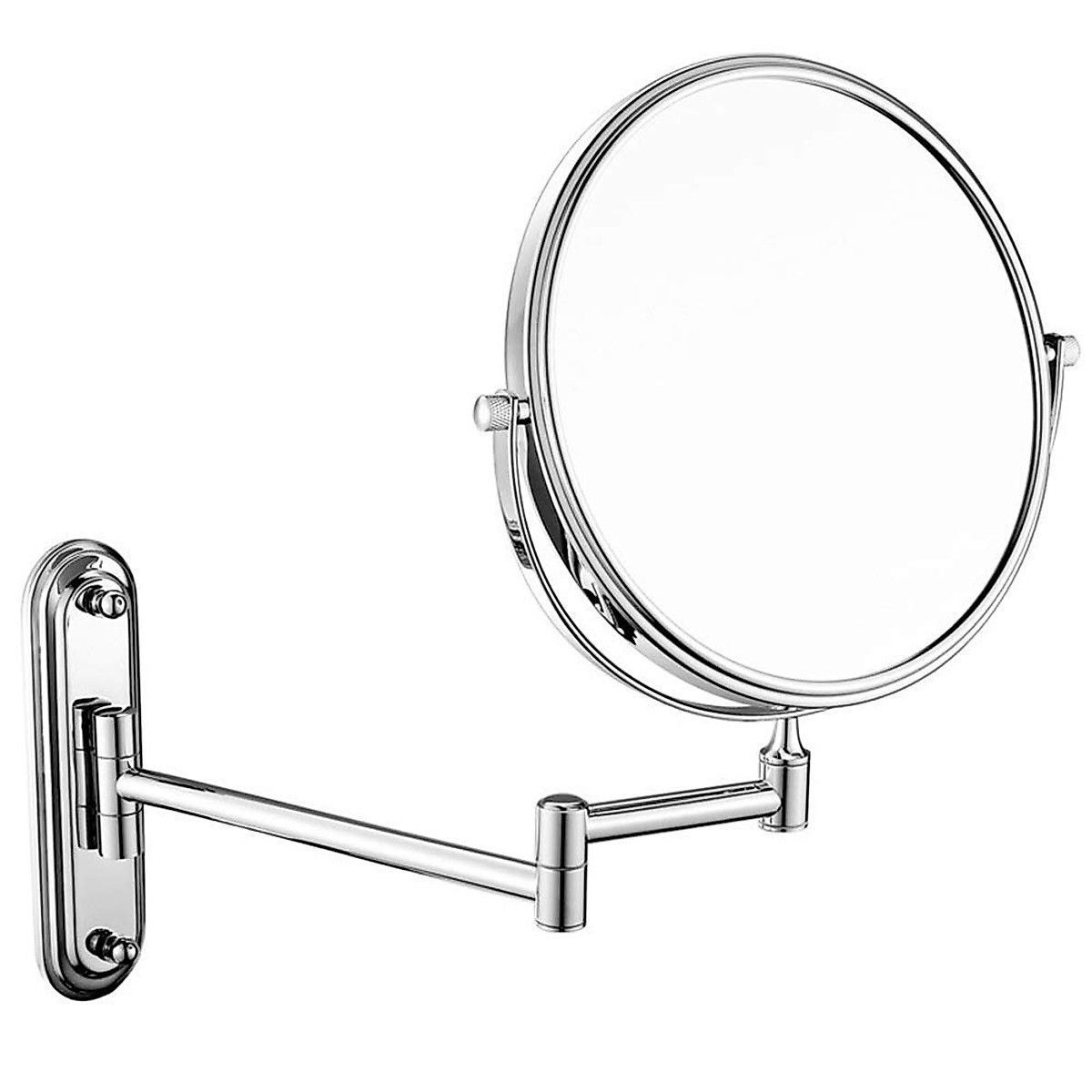 ESRADA Bathroom Mirror Makeup Mirror,3X Magnification Extendable Double Sided Bathroom Mirror Swivel Folding Round Shape Cosmetic Vanity Mirror (Metal 8inch 3X)