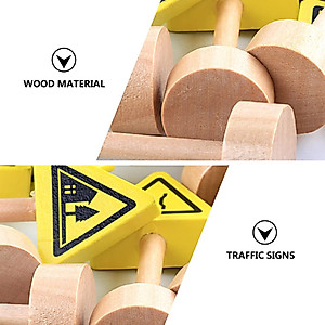 Wooden Road Construction Traffic Sign: 50pcs Toy Street Signs Small Toy Cars and Other Diecast Vehicles Wood Cars Toys Traffic Signs Toys