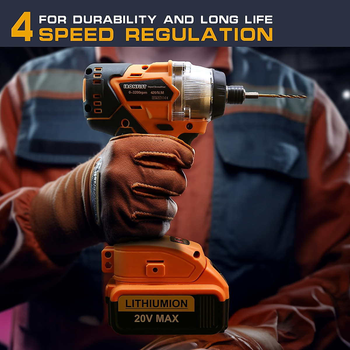 IRONFIST Impact Driver for DEWALT 20V Batteries, Brushless Motor Power Impact Screwdriver Drill with Cordless Design, 420Nm Torque (NO BATTERY)