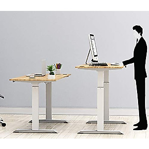 SHW Electric Height Adjustable Standing Desk with Hanging Hooks and Cable Management, 48 x 24 Inches, Oak