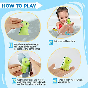 Dinosaur Bath Toys Light-Up Cibolar 6 Packs Floating Bath Toys Set for Baby Toddlers Kids in Birthday Easter Christmas Shower Pool Bath Toys Boys Girls Children Preschool Bathtub Bathroom
