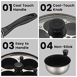 MARSKITOP Egg Poacher Pan Nonstick 4 Eggs, Poached Egg Pan Stainless Steel Poached Egg Cooker, Egg Poaching Pan PFOA Free, Poached Egg Maker with Nonstick Poached Egg Cups