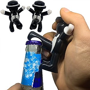 2 Pack Gentleman Bottle Openers, Unique Beer Beverage Bottle Opener for Home, Bar and Restaurant Per Box(Metal)