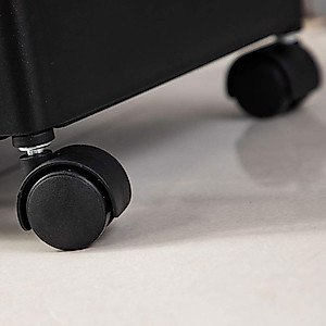 4 Tier Rolling Cart Slim Storage Cart with Wheels Slim Slide-Out Storage Organizer Cart for Kitchen Pantry Living Room Narrow Space, Black