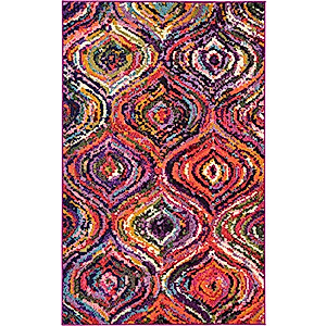 Unique Loom Estrella Collection Colorful, Abstract, Geometric, Gradient, Modern Area Rug, 3 ft 3 in x 5 ft 3 in, Multi/Pink