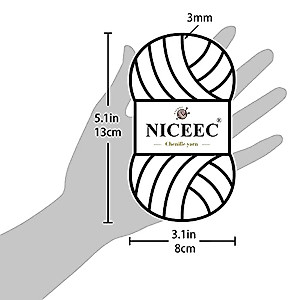 NICEEC 3 Skeins Soft Chenille Yarn Blanket Yarn for Knitting Fancy Yarn for Crochet Weaving DIY Craft Total Length 3×85m (3×93yds, 3×50g)_Orange