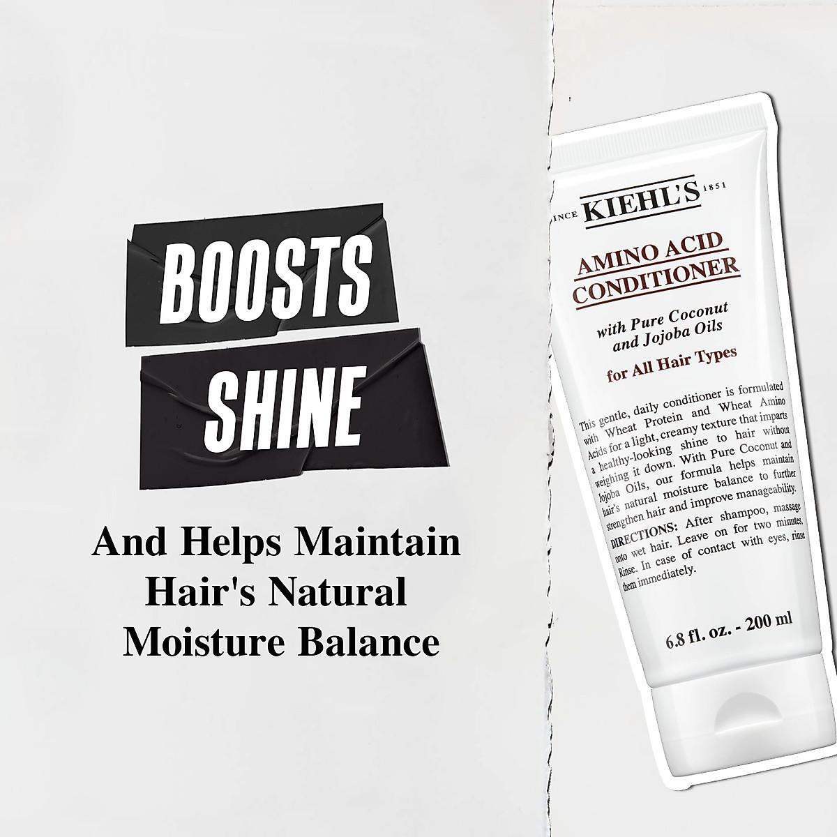 Kiehl's Amino Acid Conditioner, Strengthening and Moisturizing Hair Treatment, with Amino Acids, Jojoba and Coconut Oil to Improve Manageability and Added Shine - 2.5 fl oz