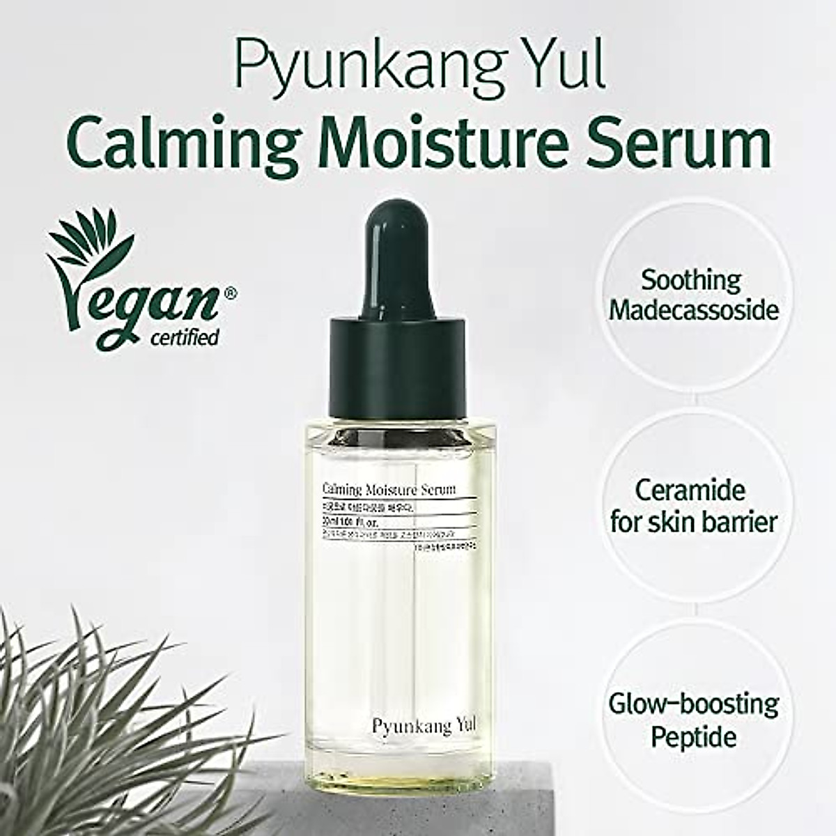 PYUNKANG YUL Calming Moisture Serum for Strong Daily Moisturizing Power, Skin Revival & Soothing Care with Centella Asiatica, Tea Tree, 5 Hyaluronic Acids, Ceramide | Korean Skin Care Moisturizing Serum | Safe on Acne Prone and Sensitive Skin - 30ml 1 Fl.