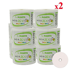1000 Pack Ridata DVD-R 16X 4.7GB 120 Min White Inkjet Hub Printable Blank Data Video Media Recordable Disc