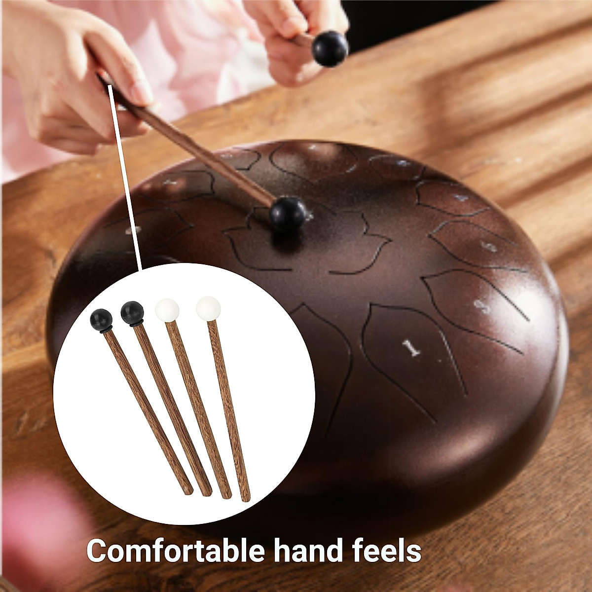 4Pcs Steel Tongue Drum Mallet, Children's Rubber Drumsticks 6.5in Percussion Instrument Parts for Child Drummers and Practitioners