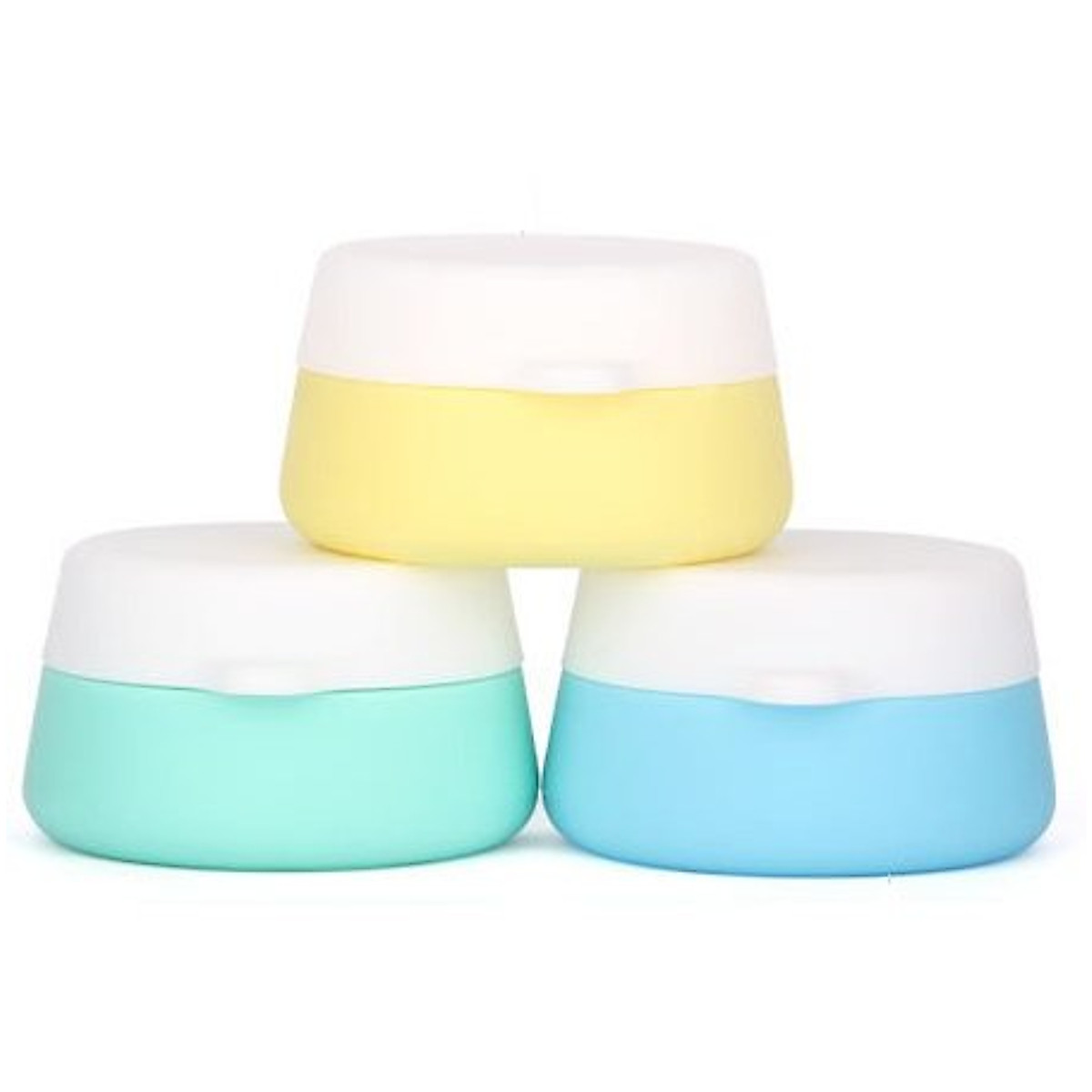 BlueSunshine Silicone Cosmetic Containers Cream Jar with Sealed Lids, 3 Pieces - Food Grade Silicone - BPA Free - Great for Travel, Home and Outdoor (10ml Cream Jars)