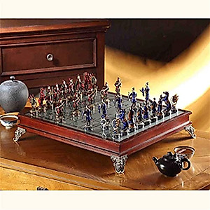 THPT Chess Chinese Creative Three-Dimensional Figure Solid Wood Ornaments Enamel Color Chess Board Parent-Child Set Gift Board Games (Color : White,Transparent,Brown)