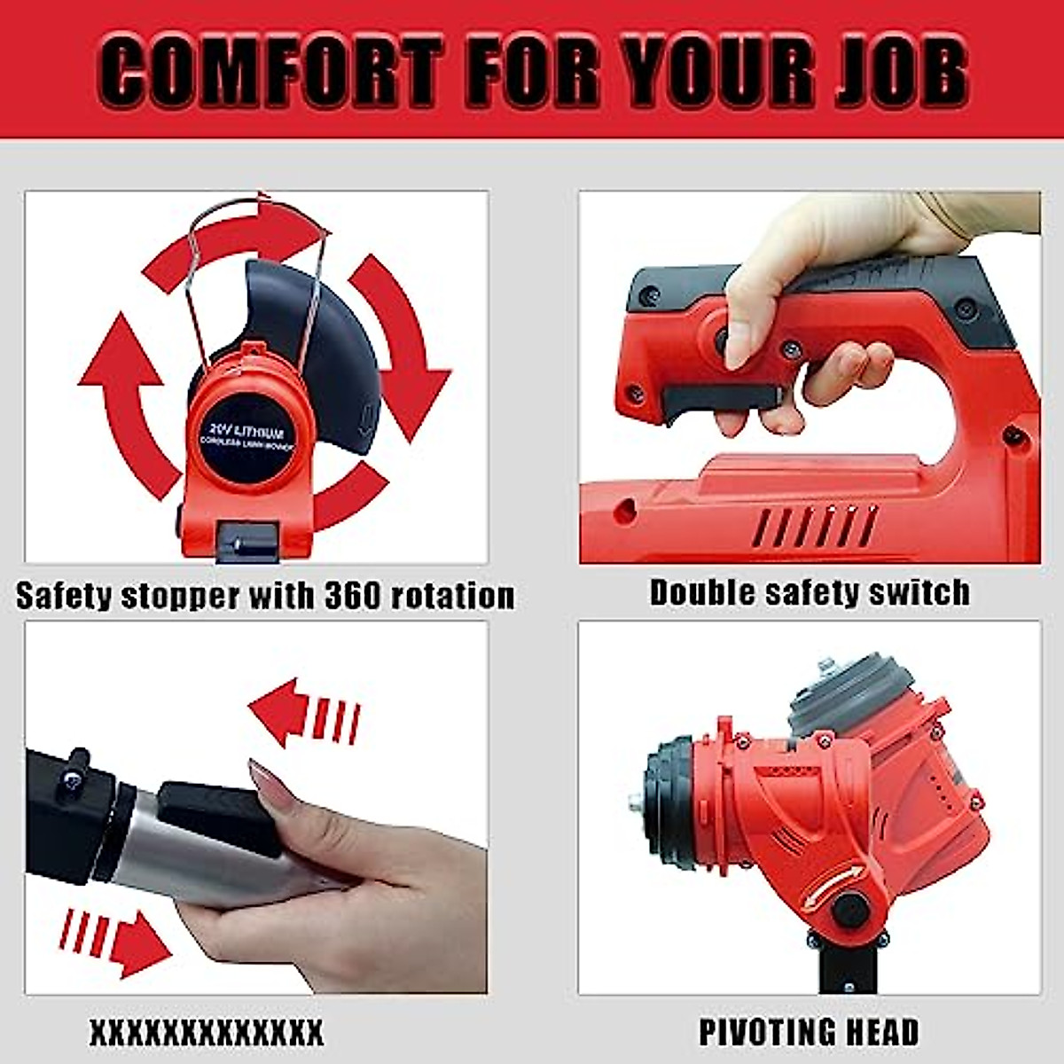 PEDONY Cordless String Trimmer - for Milwaukee 18V Battery Weed Wacker Lawn Trimmer, Adjustable Pole Length, Electric Weed Trimmer Tool for Garden and Yard (Battery Not Included)