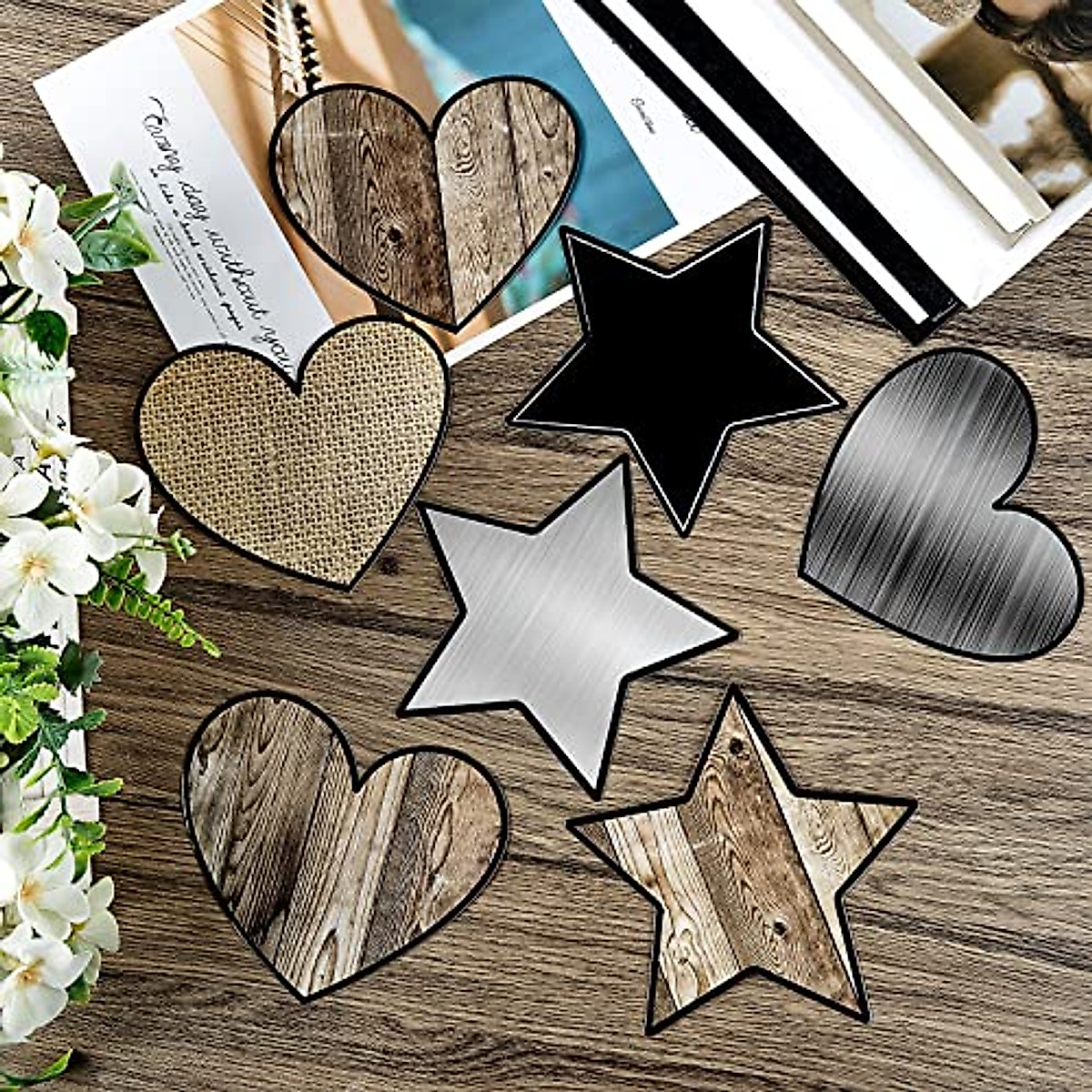 48 Pcs Industrial Chic Cutouts Rustic Farmhouse Classroom Decor Industrial Accents with Glue Point Dots for Bulletin Board Decoration Back to School Chalkboards School Nursery Kids Art Decor
