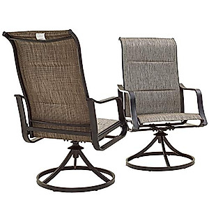 Top Space Patio Dining Chairs Textilene High Back Outdoor Swivel Rockers Set with All Weather Frame (Gray,Set of 2)