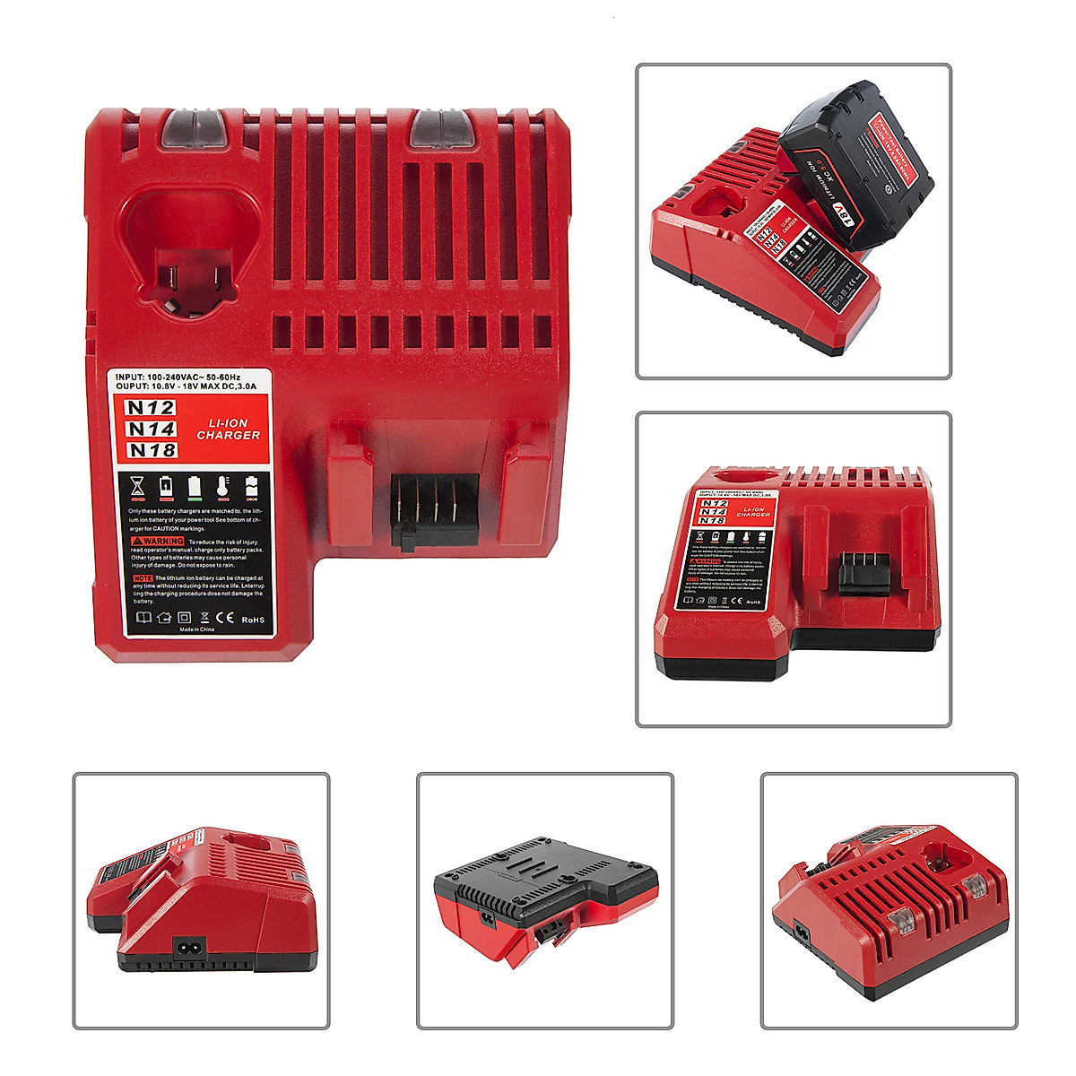 Volt1799 2PACKS 5.0Ah 18V Lithium Battery and Charger for Milwaukee M18 Battery 48-11-1820 Cordless Power Tools Batteries, Capacity Output 5.0Ah