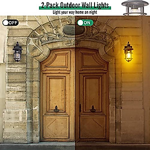 EJIAXIN Outdoor Light Fixtures Wall Mount, Exterior Light Fixture, Outdoor Wall Lights Waterproof Wall Porch Lights, Outdoor Wall Lantern with Glass Shade for Patio, Front Door, Garage, House, 2-Pack…