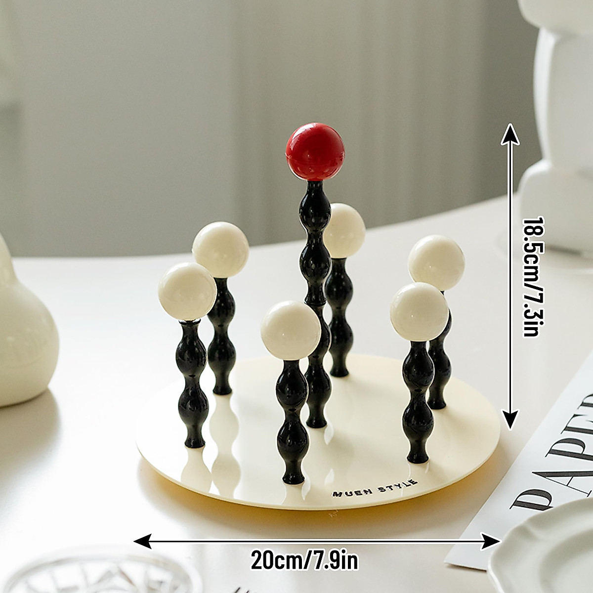 HASSLICKIT Cup Drying Rack Stand, 360° Rotating 6 Cups Mug Holder, Glass Cup Organizer Holder Rack, Modern Decor for Table, Kitchen Countertop (White)