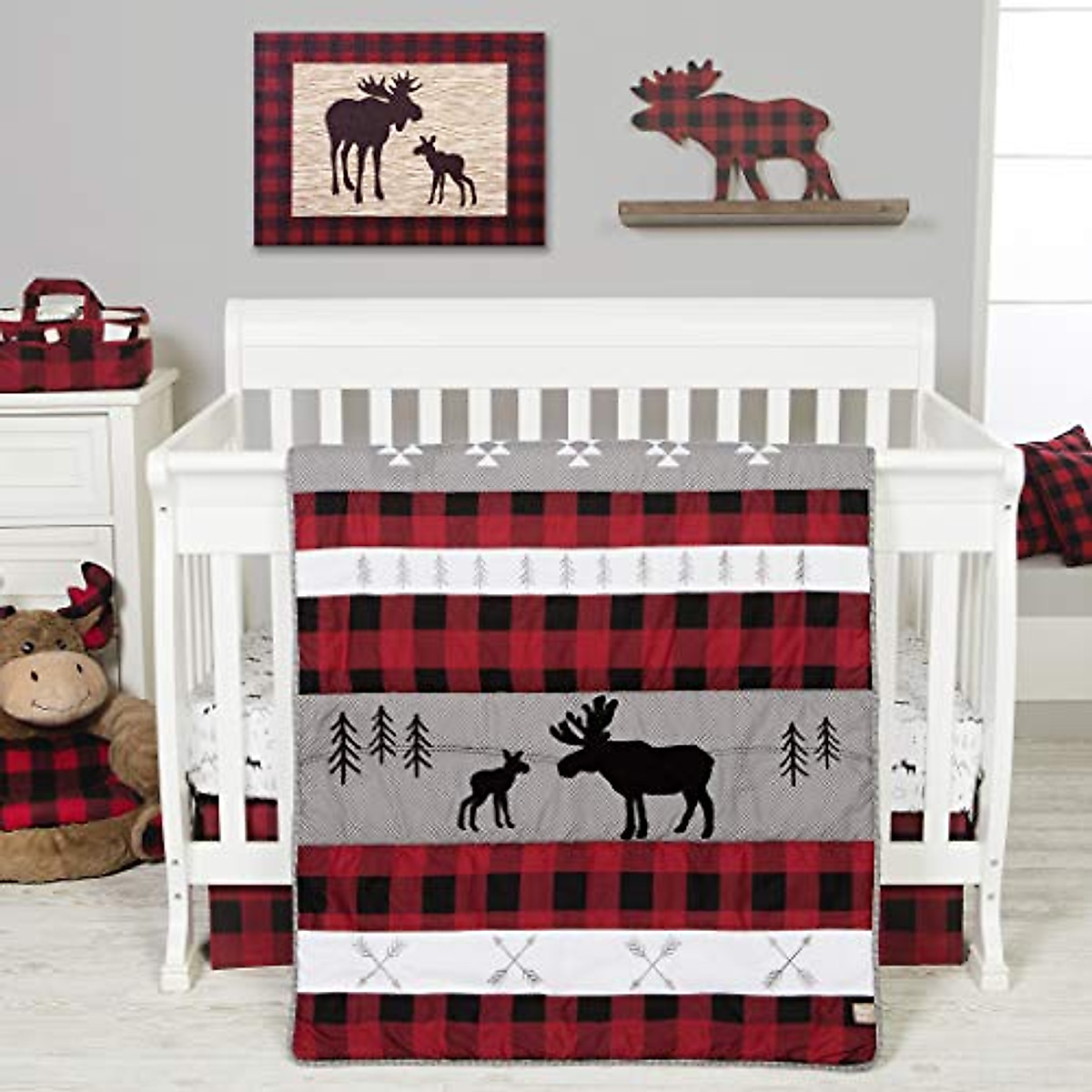 Trend Lab Lumberjack Moose 6Piece Crib Bedding Set