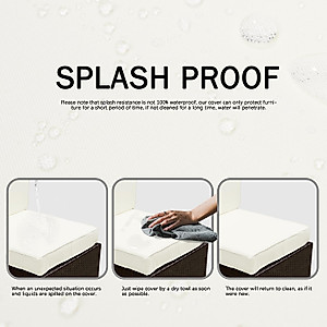 ClawsCover 8Pack Outdoor Seat and Back Cushions Replacement Covers Fit for 4 Pieces 4-Seater Wicker Rattan Patio Furniture Set Loveseat Sectional Couch with Storage Box,Cream-Include Cover Only