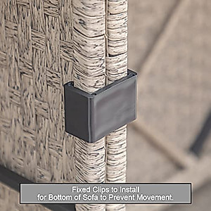 Aug-guan 5-Piece Patio Furniture Set Outdoor Segmented Sofa Handwoven Vine Cord Patio Dialogue Set with Cushion and Glass Table Suitable for Courtyard, （gray5）