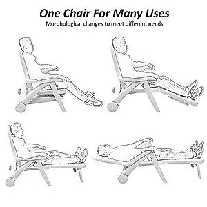 Safstar Patio Chaise Lounge Chair, Folding Lounger Chair with 2 Flexible Wheels & 5 Adjustable Positions, Plastic Lounge Recliner for Outside Poolside Beach Sunbathing, Assembly-Free (1, White)